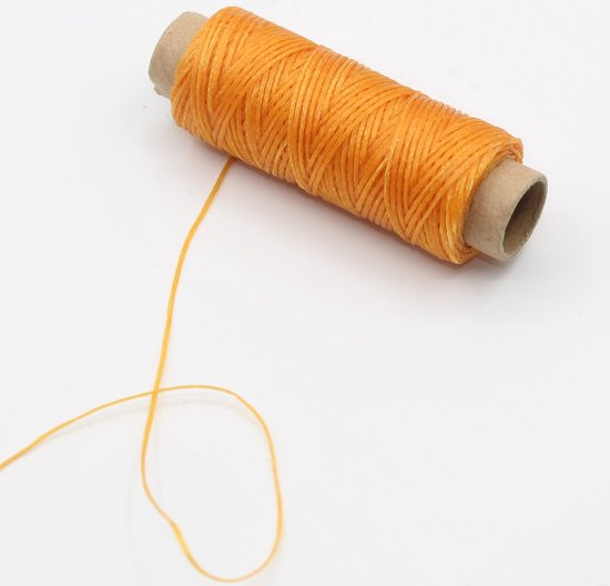45 Meter GEWAXTE DRAAD/GAREN voor LEDER, Kleur ORANJE | bol
