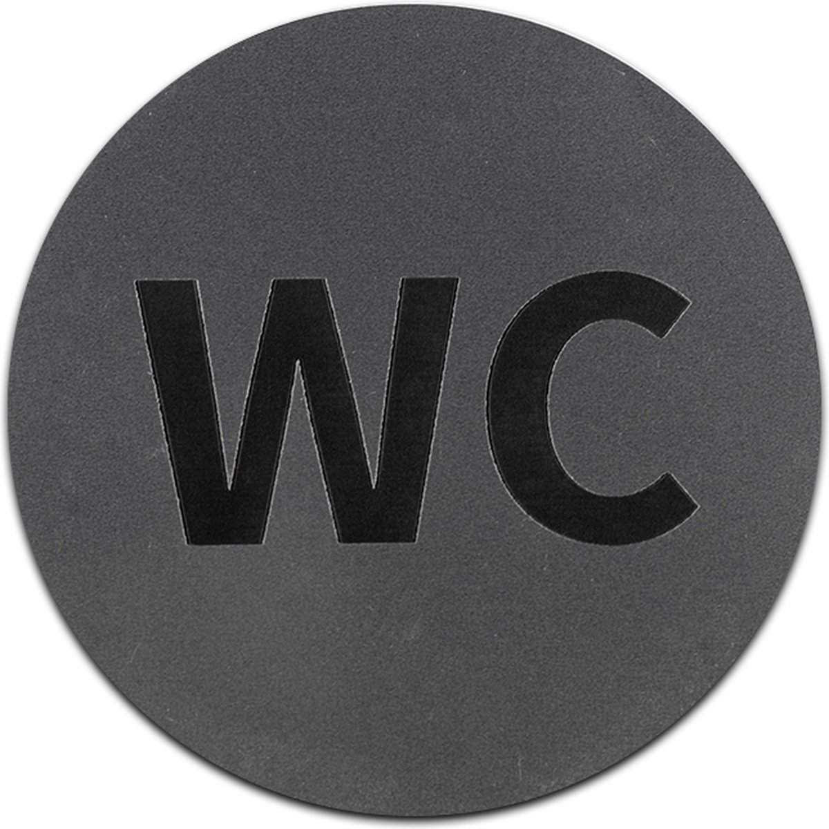 Wc bordje – WC – Rond – RVS met Zwart – 10 x 10 cm - Toilet bordje ...