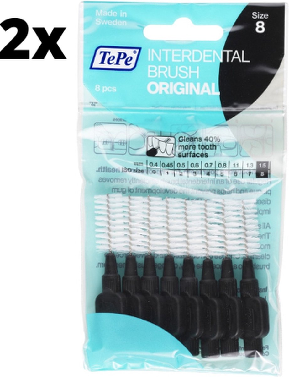 TePe Ragers Zwart 1,5mm - 2 x 8 stuks - Voordeelverpakking | bol
