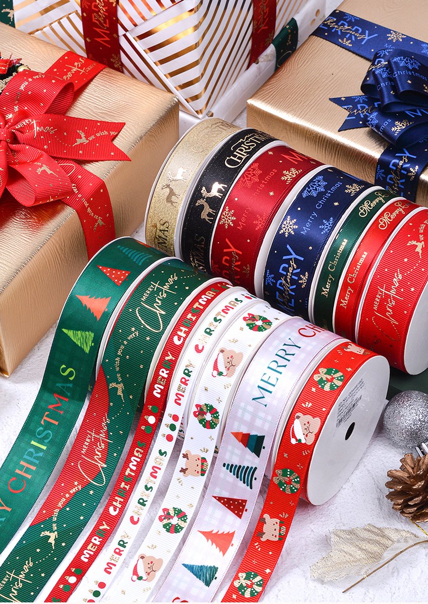 Kerst Lint 10mm (1,0cm) | Luxe Satijn Lint | Merry Christmas Kerstlint ...