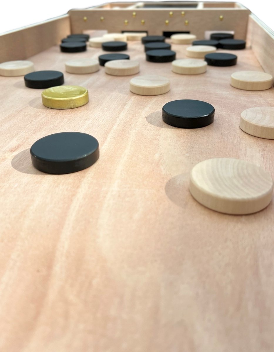 Sjoelbak Battle Shuffle - Nieuw spelelement - Gouden sjoelsteen voor ...