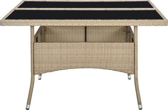 Prolenta Premium - Tuintafel poly rattan en glas beige - Tafel ...