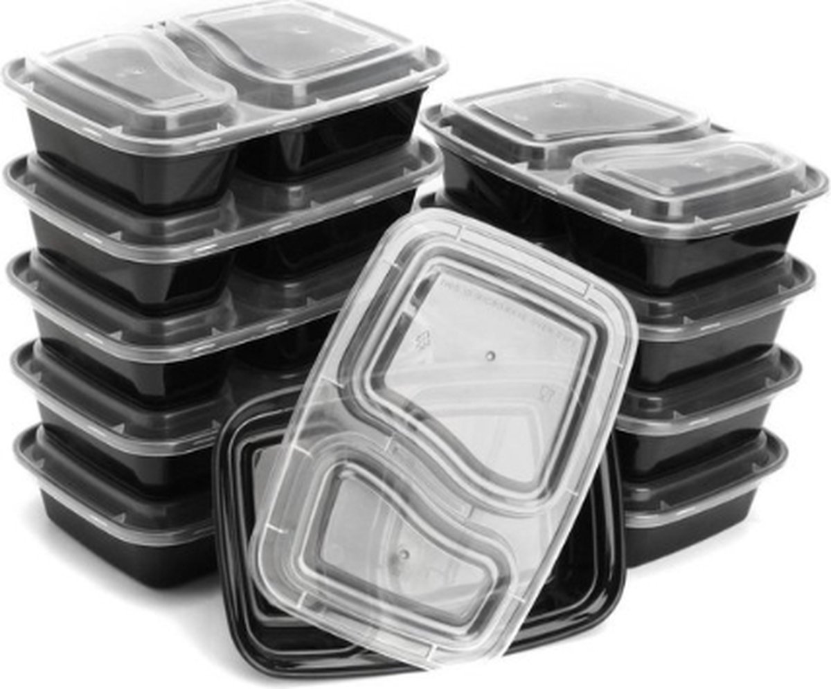 Meal Prep Bakjes - 10 Stuks - 2 Compartimenten - Vershoudbakjes - Meal ...