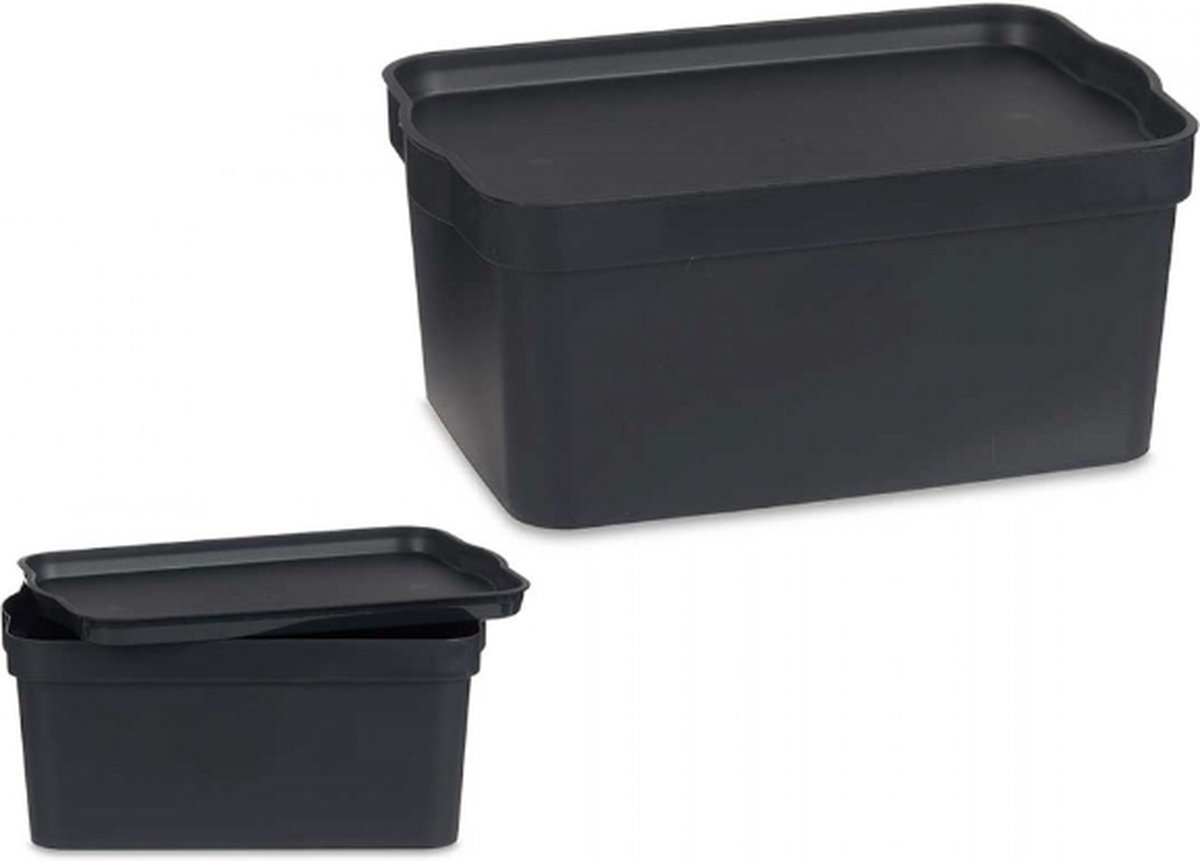 Opbergbox met deksel - Plastic bak - Opberg Doos- 7,5L Antraciet Grijs ...