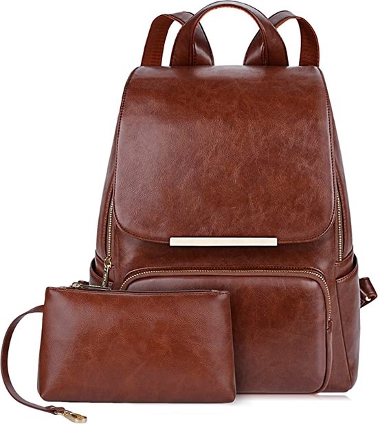 LIVINGSIGNS Leren rugzak voor dames, elegante rugzakhandzakken: grote ...