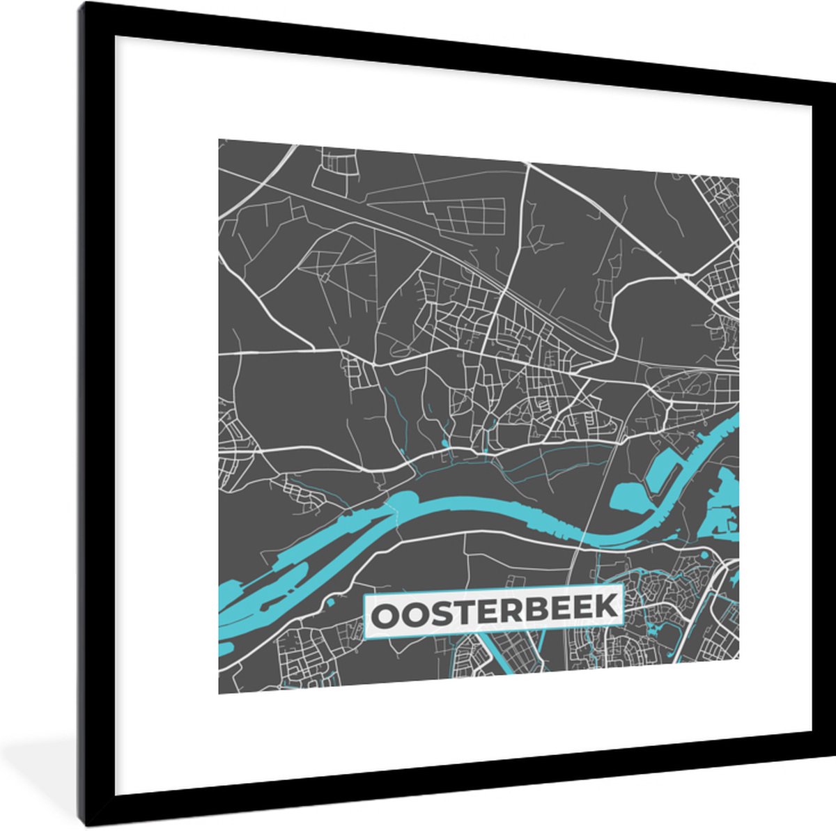 Fotolijst incl. Poster - Oosterbeek - Kaart - Stadskaart - Plattegrond ...