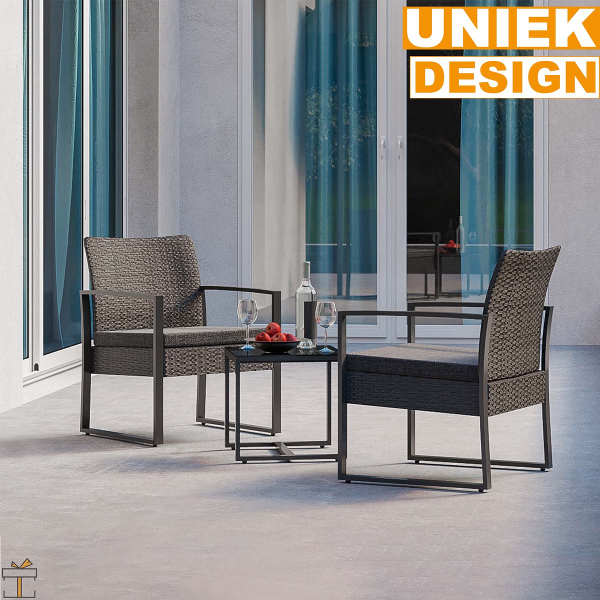 Happyment® Tuinset 2 personen - Waterbestendig - Tuinsets - Tuintafel ...