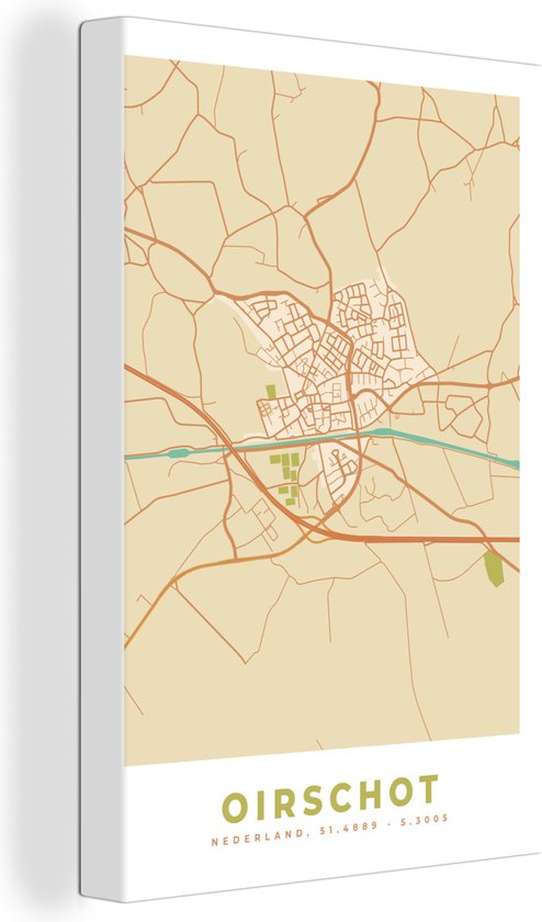Canvas Schilderij Plattegrond - Oirschot - Kaart - Vintage - Stadskaart ...
