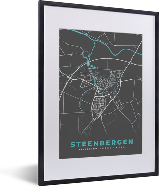 Fotolijst incl. Poster - Steenbergen - Plattegrond - Kaart - Stadskaart ...