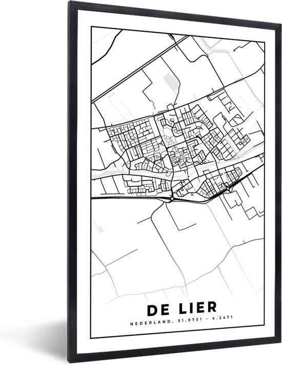Fotolijst incl. Poster - Kaart - De Lier - Plattegrond - Stadskaart ...