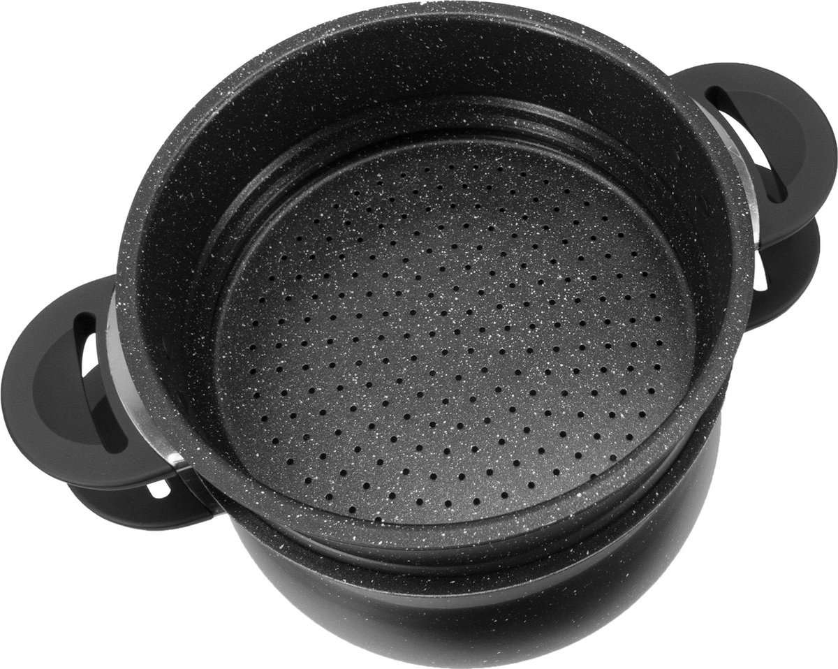 Couscous pan Marrakech - Stoompan - Marmeren coating - 8 Liter - Zwart ...