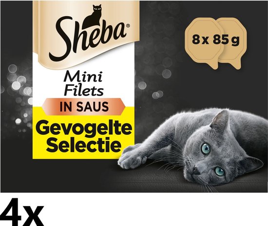 Sheba Alu - Voordeelpack - Mini Filets Traiteur - Gevogelte in saus - 4 ...