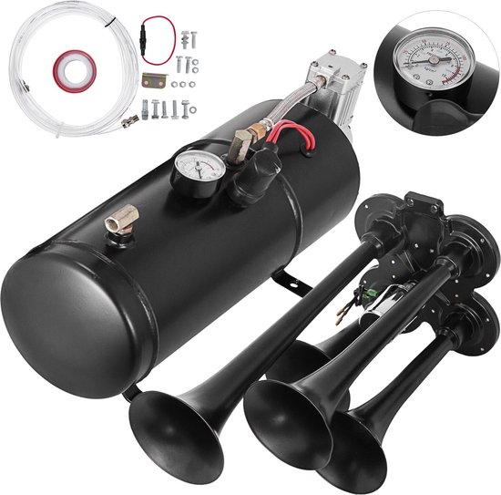 12V Luchthoorn - Claxon - Toeter - Hoorn - Universeel - Complete set ...