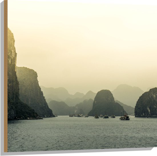 WallClassics - Hout - Ha Long Bay - Vietnam - 80x80 cm - 12 mm dik ...