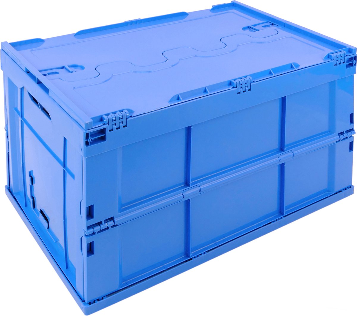 PrimeMatik - Opvouwbare en stapelbare EuroBox-plastic doos. Blauwe ...