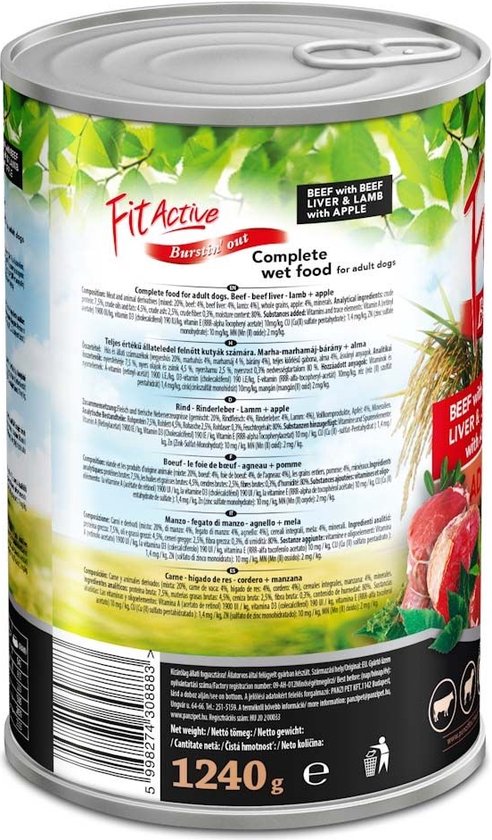 Fit Active - Hondenvoer - Blikvoer - Natvoer hond - Adult - Beef & Lamb ...