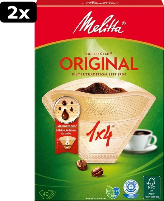 2x Melitta - Koffiefilter - 1x4 - 40 stuks | bol.com