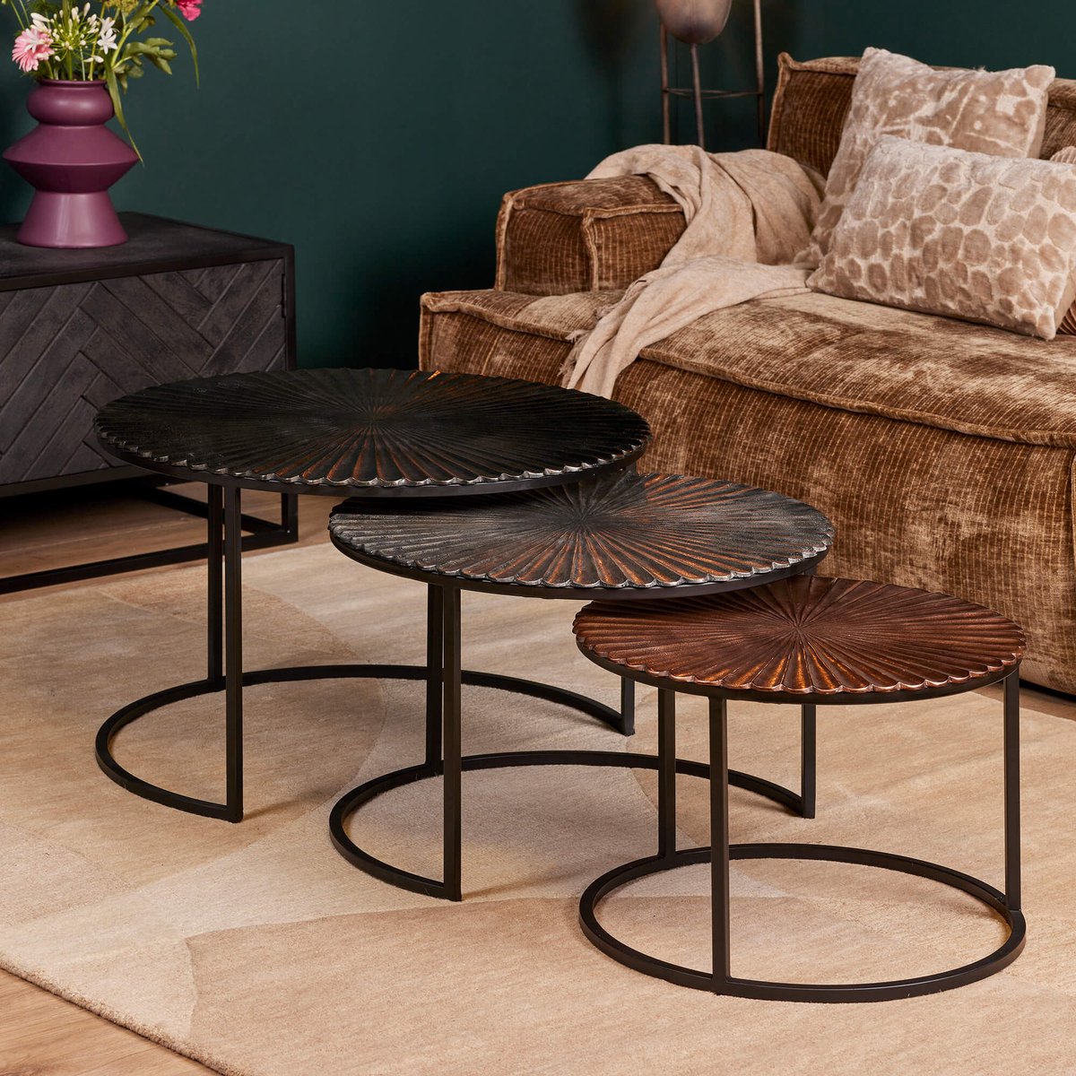 Salontafel set modern - Salontafel Kris - Salontafels aluminium 70 cm | bol.com