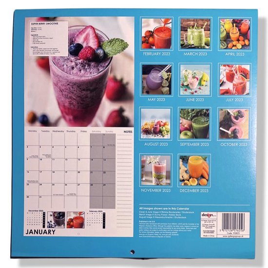 Smoothies kalender - 2023 - Maandkalender - 28x28cm - inclusief ...