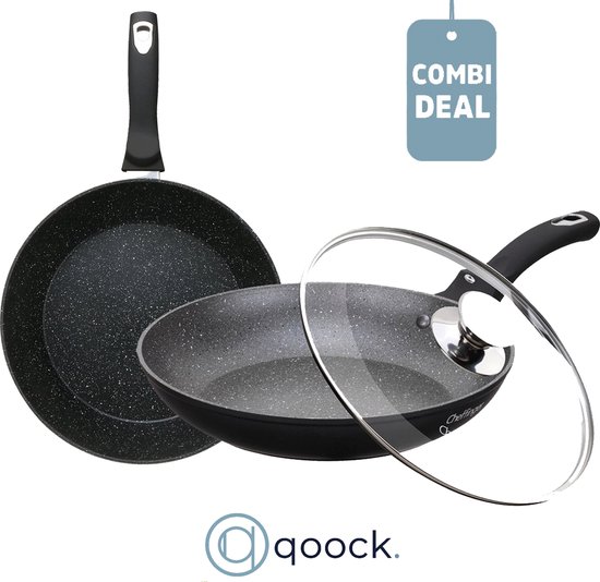 CF cooking© | Luxe Koekenpannen set | 2 delig | Inclusief deksels ...