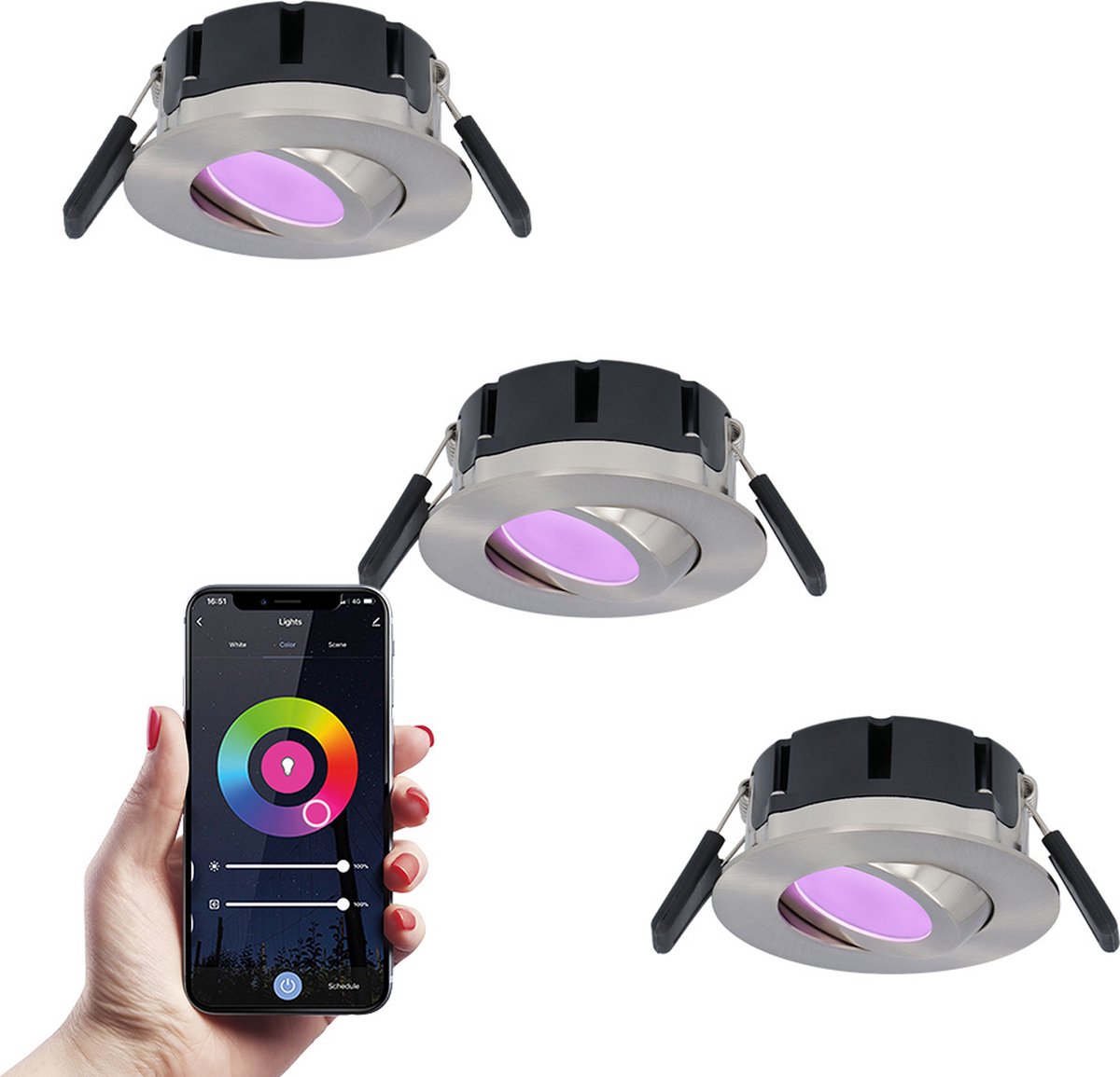 3x Hoftronic Smart Napels Smart Inbouwspot Led Zaagmaat 85mm