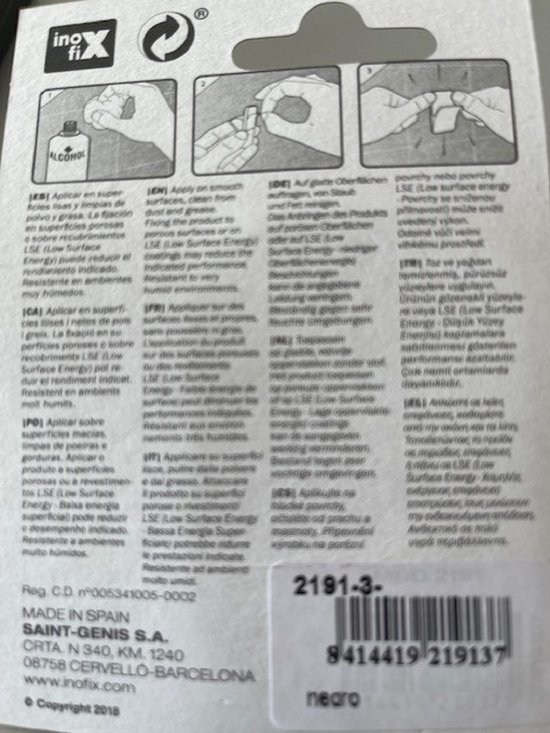 Inofix Matt Zwart ophanghaak zelfklevend rechthoekig | bol