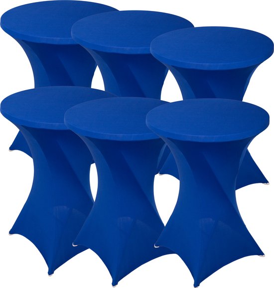 Statafelrok Blauw x 6 – ∅80-85 x 110 cm – Stretch 6 stuks – Tafelrok voor Statafel –... | bol.com