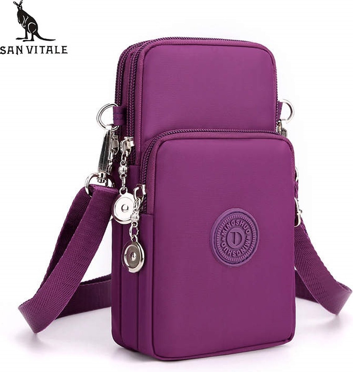 San Vitale ® Aubergine telefoon tas - heup tasje - Wandel/Sport/Mobiele ...