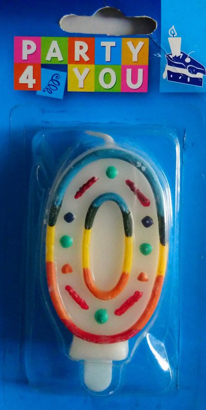 Party 4 You verjaardagskaars - cijfer 0 - multi - 8 cm | bol.com