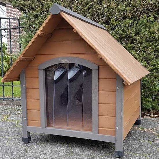 @Pet Hondenhok met kunststof flappen Rustique 102x82x87 cm bruin | bol.com