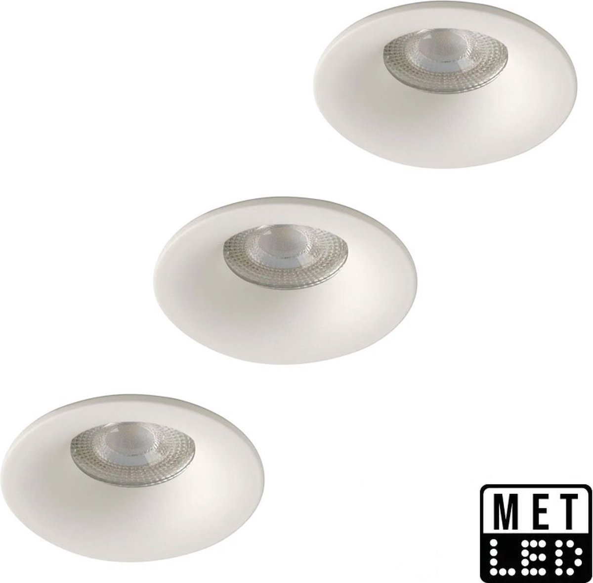 Inbouwspots badkamer - 3-pack - IP65 + Philips GU10 LED - 3.5W - 2700K ...