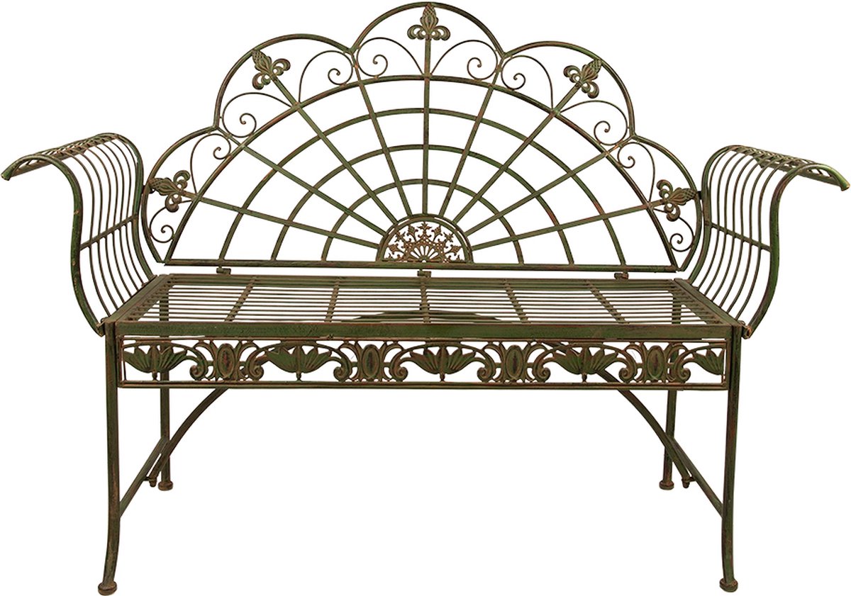 Clayre & Eef Tuinbank 145x45x100 cm Groen Ijzer Bank Buiten Bank Tuin ...