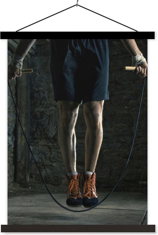 Posterhanger incl. Poster - Schoolplaat - Een blanke bokser springt ...