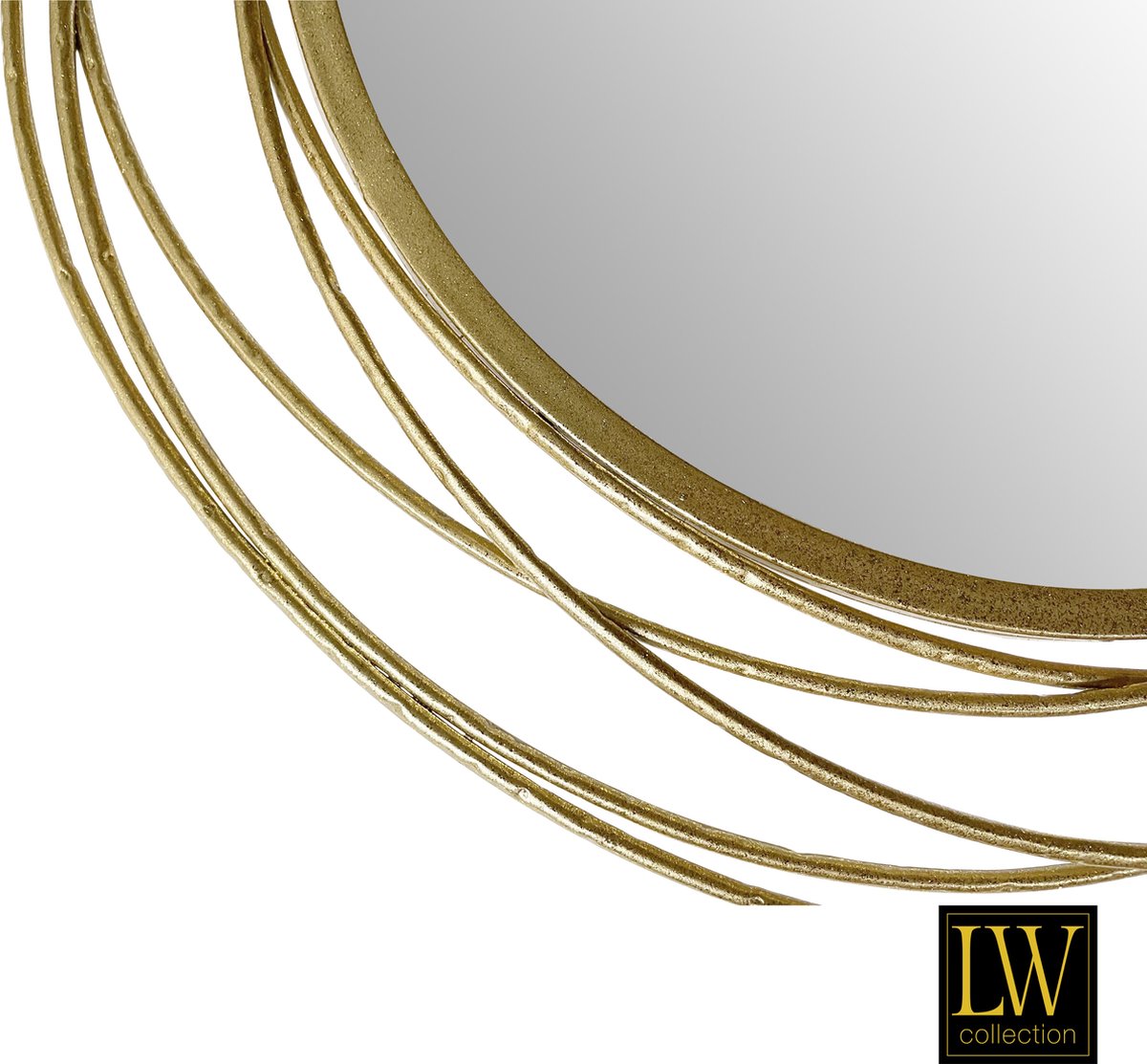 LW Collection wandspiegel goud rond 60x60 cm metaal - grote spiegel ...