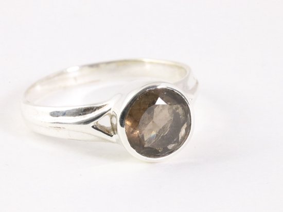 Zilveren ring met rookkwarts - maat 16 | bol