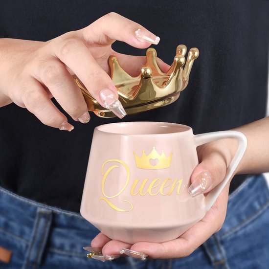 Coffee Lover - Mok Queen Roze - met écht goud | bol