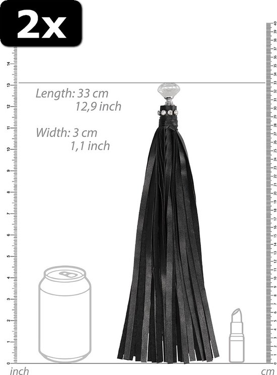 2x Diamond Studded Whip - Black | bol.com