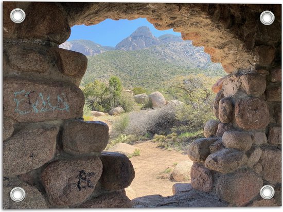 WallClassics - Tuinposter – Bergen en Stenen tussen Groene Natuur - 40x30 cm Foto op... | bol.com
