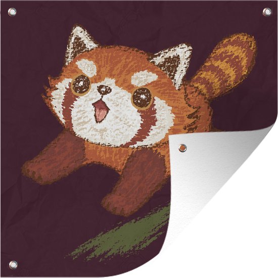 Tuindoek tekening van een spelende rode panda - 100x100 cm | bol.com