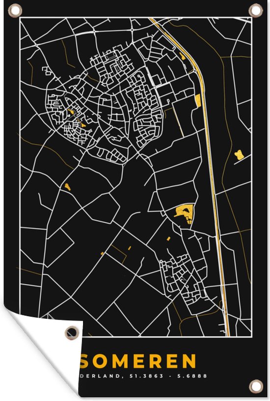Tuindecoratie Plattegrond - Someren - Kaart - Stadskaart - 40x60 cm ...