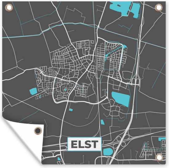 Tuindoek Kaart - Stadskaart - Elst - Plattegrond - 100x100 cm | bol