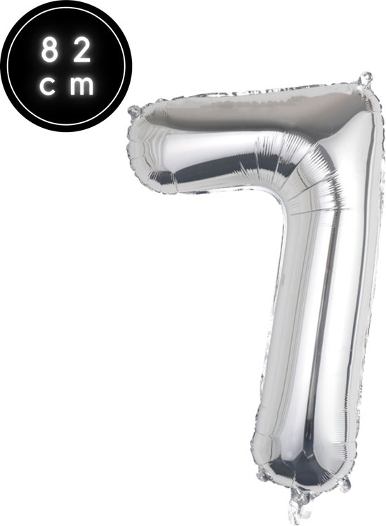 Fienosa Cijfer Ballonnen nummer 7 - Zilver - 82 cm 17 - 27 - 37 - 47 ...