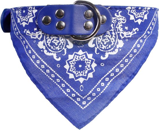 Honden halsband met bandana voor grote hond blauw XL | bol