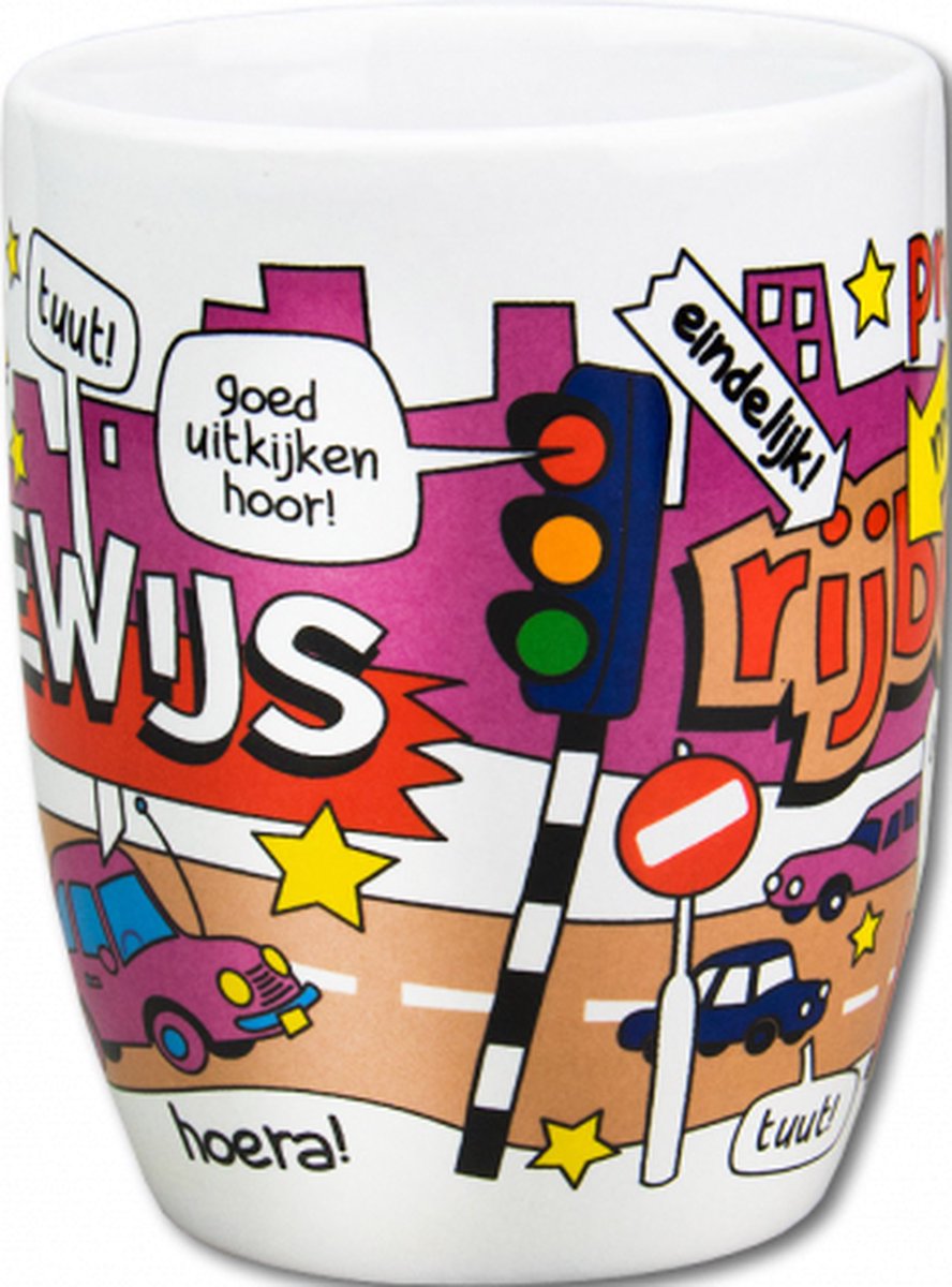 Mok - Proficiat met je rijbewijs - Cartoon - In cadeauverpakking met ...