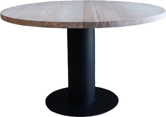 Old Inn - Table de salle à manger ronde en Chêne avec pied colonne ...