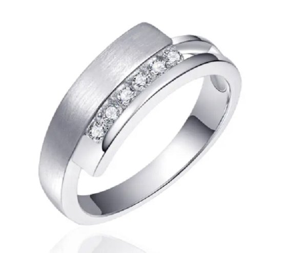 Schitterende Mat Glans Zilveren Ring met Zirkonia's 17.25 mm. (maat 54 ...