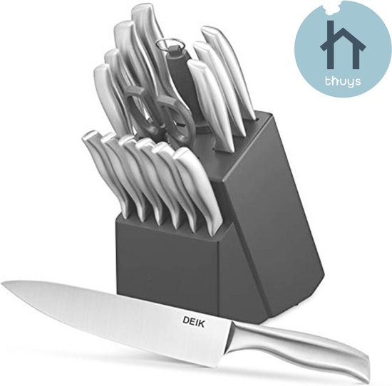 Messenset 16-Delig - Koksmes Messenset - Keukenmessen - Messenblok Met ...