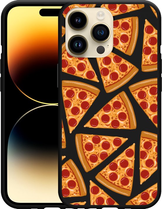 Geschikt voor Apple iPhone 14 Pro Max Hoesje Zwart Pizza Party ...