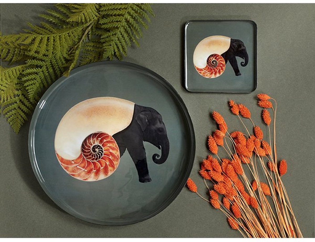 Gangzai - Shellephant Geëmailleerd Rond Dienblad | bol.com