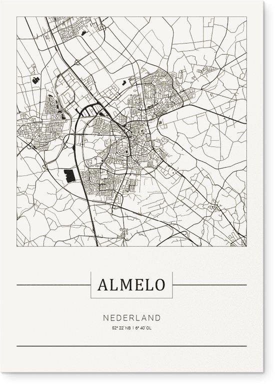 Stadskaart Almelo - Plattegrond Almelo – city map – Dibond ...